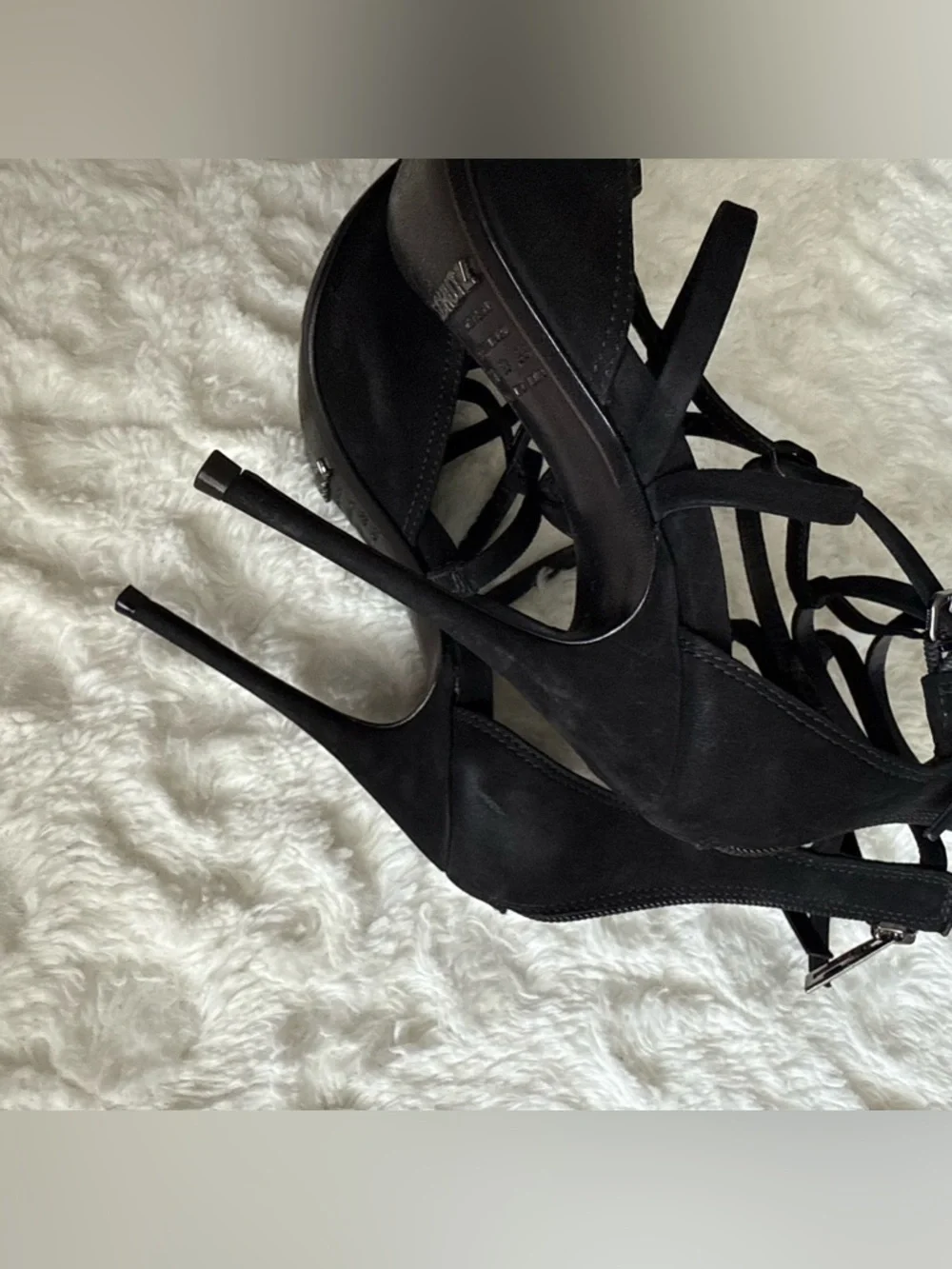 Shoes | Schultz Black Suede Gladiator Stiletto Heel Pointed Toe Pumps ...